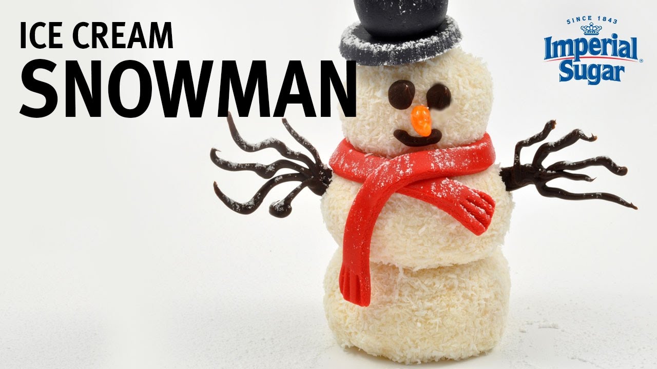 How to Make an Edible Holiday Ice Cream Snowman - YouTube