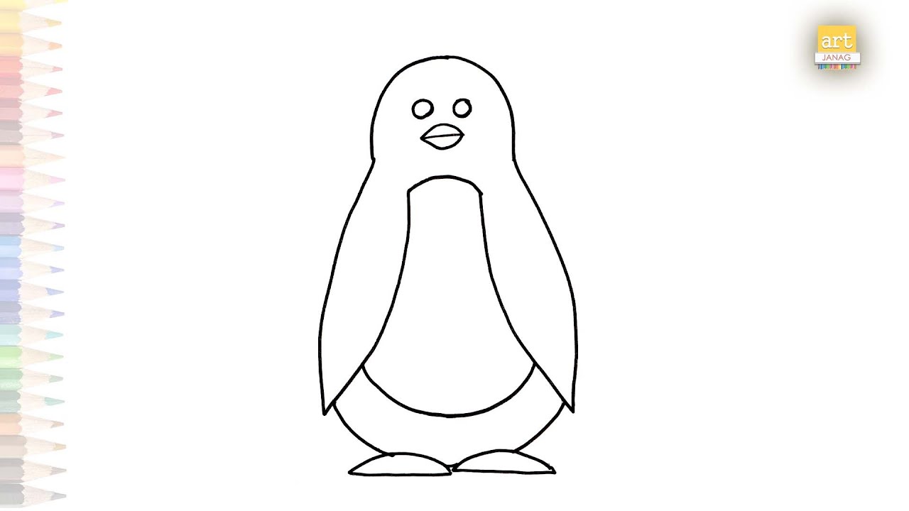 Very Easy sketch penguin drawing | pinguino dibujo facil | easy drawing ...