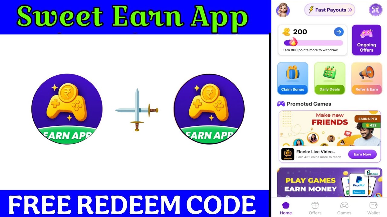 How to use Sweet Earn App | Free Redeem Code | Sweet Earn Coin trick ...
