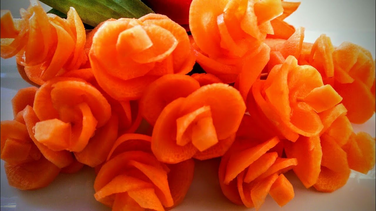 How to make carrot roses II easy tutorial II salad decoration II fruit ...