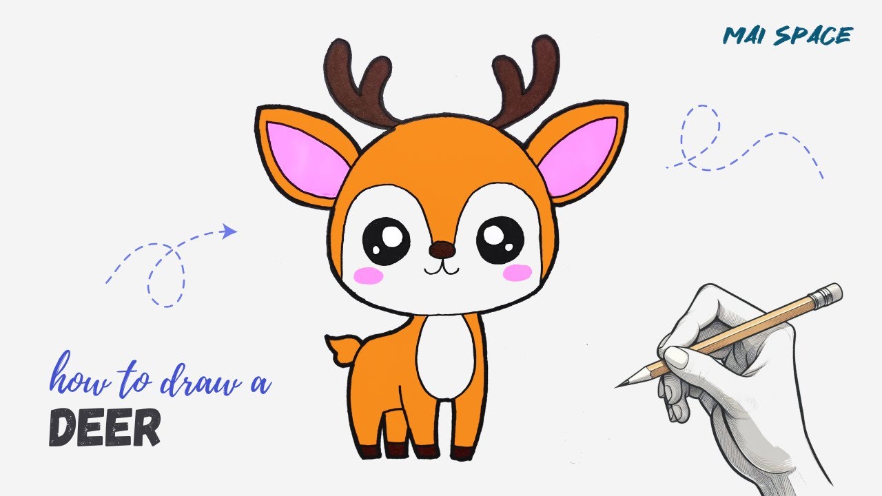 HOW TO DRAW A DEER FOR KIDS┃CARA MENGGAMBAR RUSA UNTUK ANAK-ANAK┃Mai ...