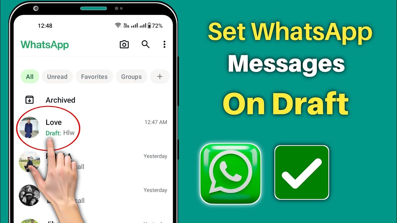 How To Set WhatsApp Message On Draft | Remove Draft Message - YouTube