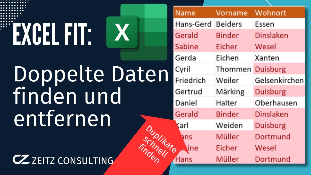 Doppelte Daten finden und entfernen. Duplikate in Excel-Tabelle entfernen. - YouTube