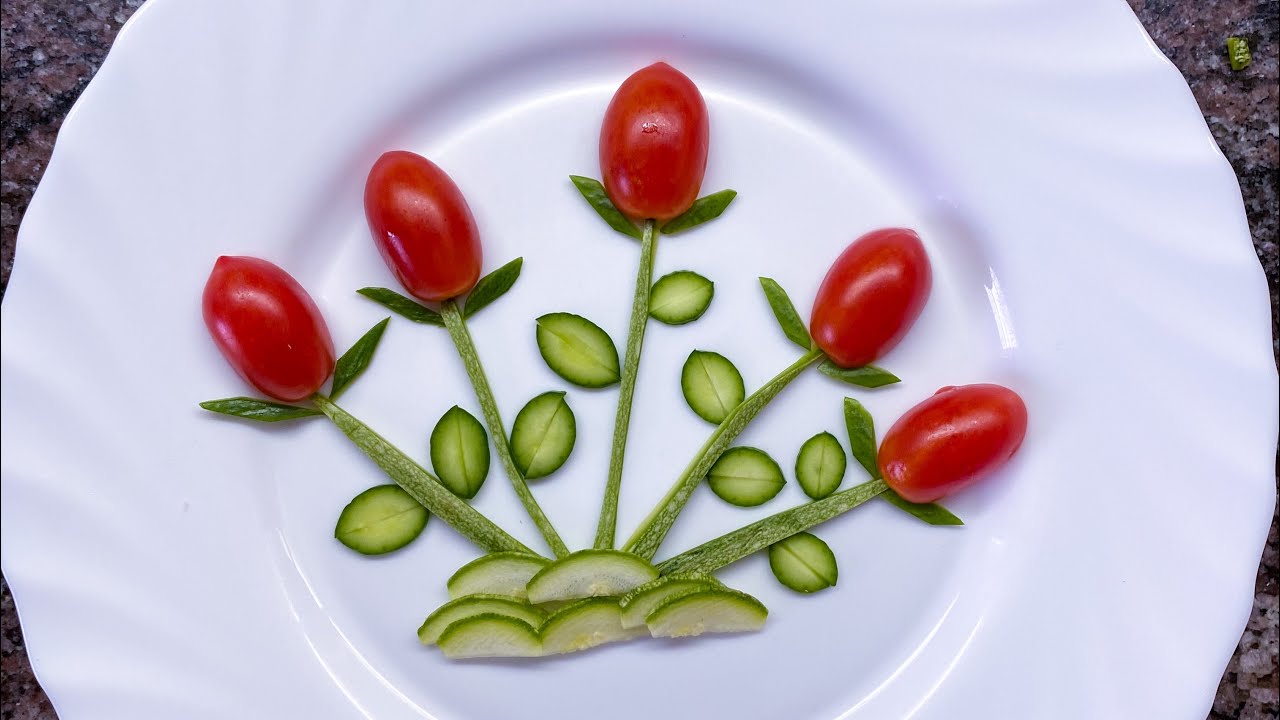 How to make tomato cherry plating decoration vegetable art #carvingart ...