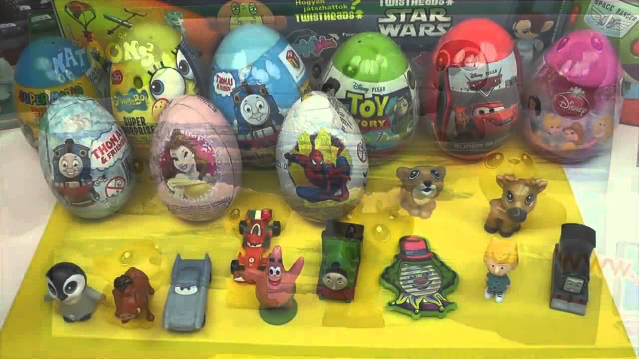 20 Surprise Eggs Kinder Surprise Disney Pixar Cars 2 Thomas Spongebob ...