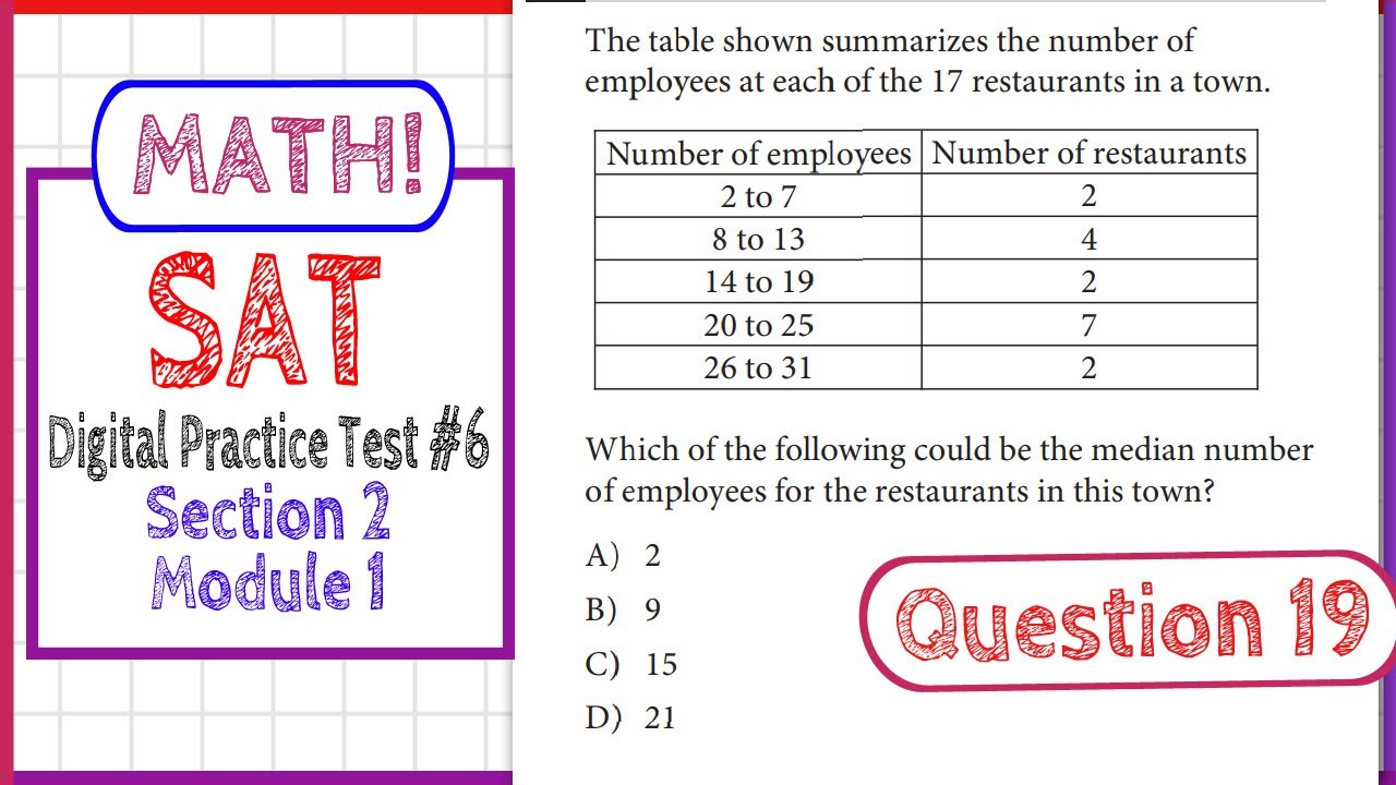 Question 19 in SAT Digital Practice Test #6, MATH Section 2 Module 1 ...