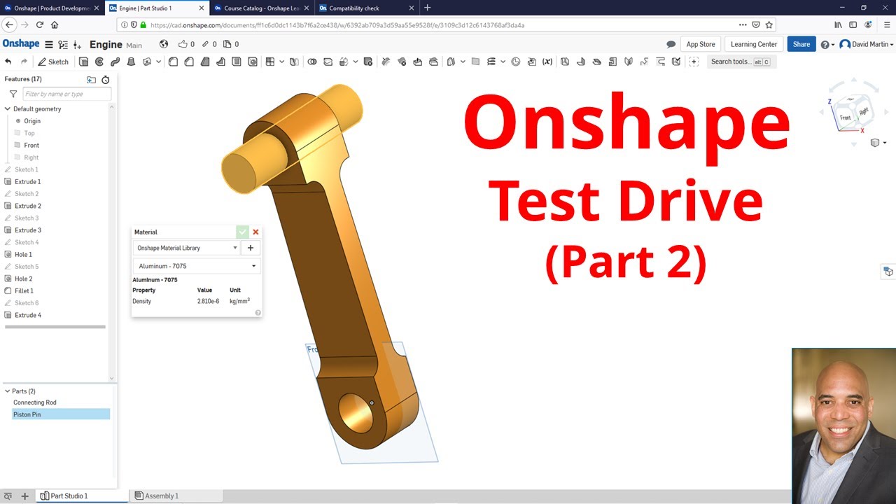 Onshape - Test Drive Part 2 - Part Studio - YouTube