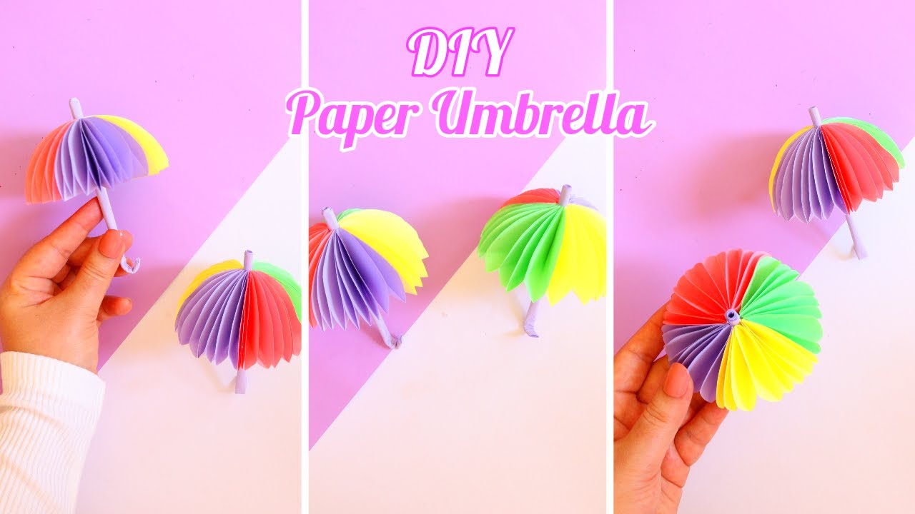 How To Make Beautiful Umbrella With Color Paper ☂️ | DIY Paper Decor ...