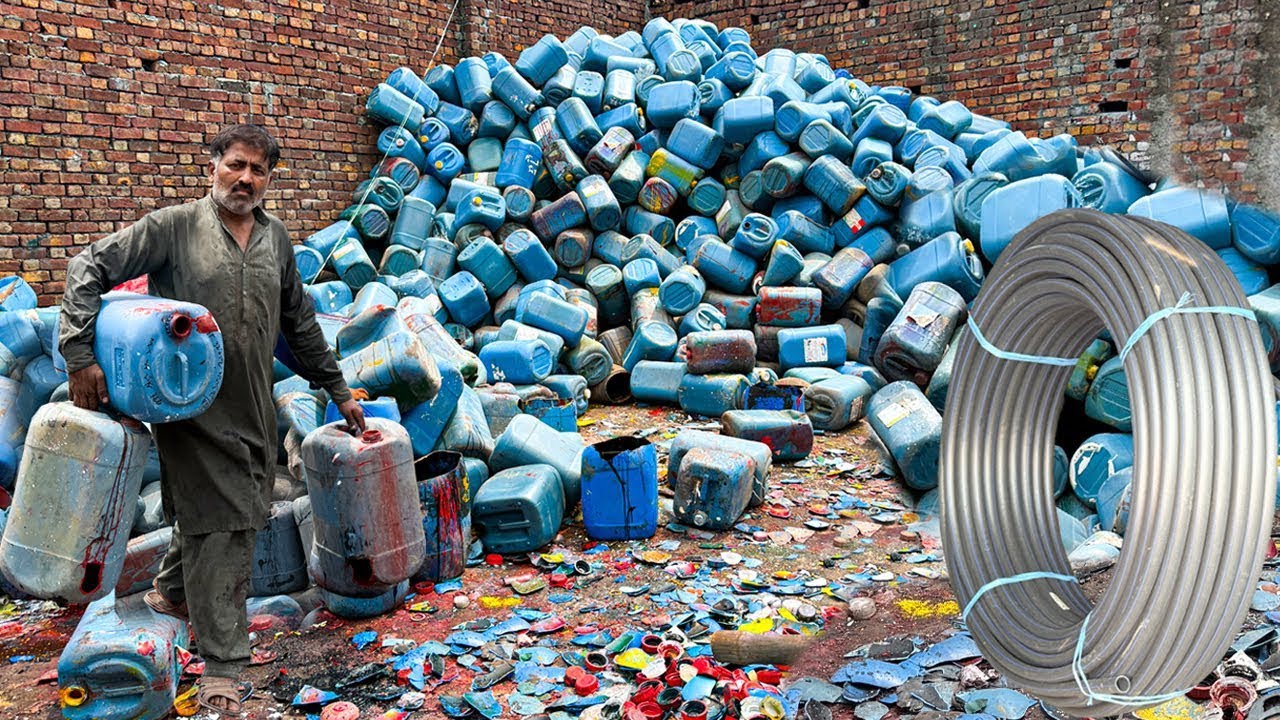 Amazing process of making pvc water pipe from old paint drum ...