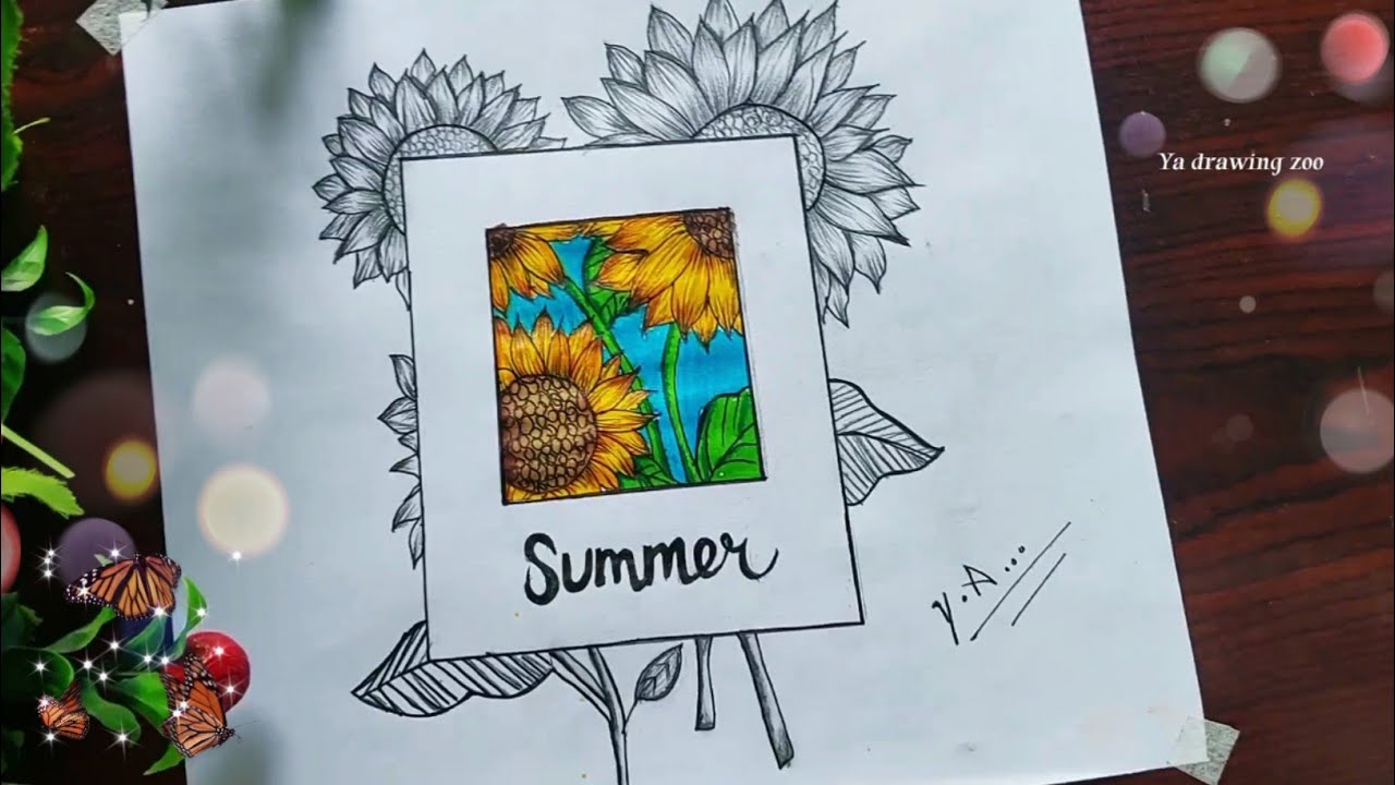 Simple Sunflower Drawing Tutorial | Vibrant Summer Colors 🌻 - YouTube