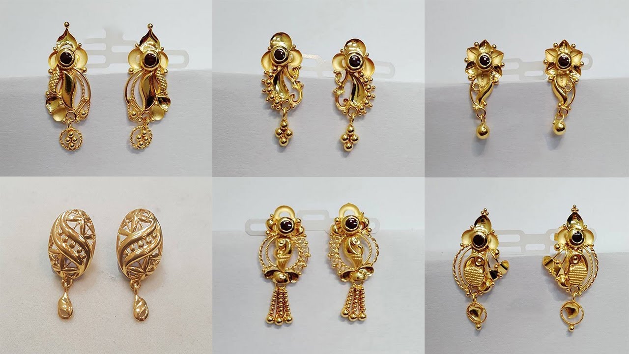 Stud Gold earrings Designs For Daily Wear With Weight And Price ...