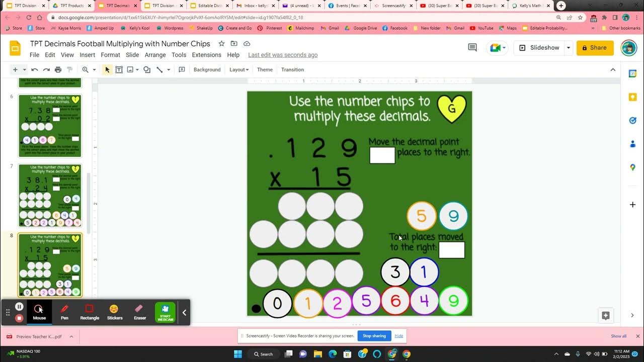 Super Bowl/Football themed Multiplying Decimals with Number Chips - YouTube
