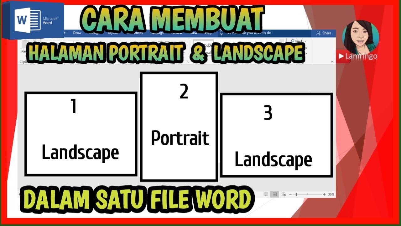 Cara membuat halaman portrait dan landscape dalam satu file word - YouTube