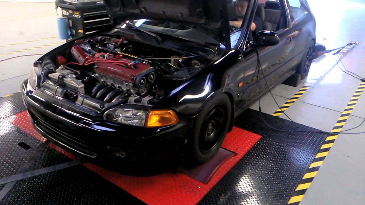 Cesar's B series ITB Civic Hatch N/A Dyno - SQC Tuning - YouTube