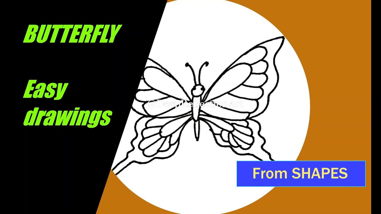 How to draw a BUTTERFLY / from SHAPES / INSECTS / ANIMALS / EASY ...