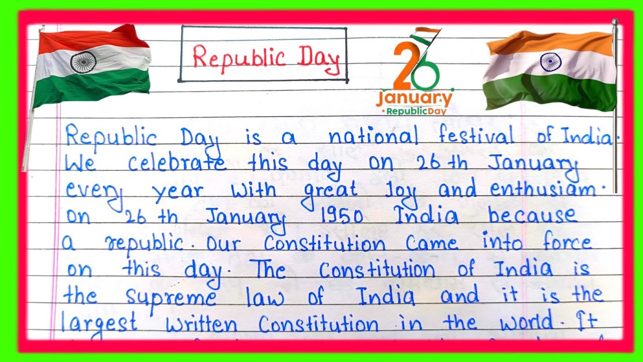Republic day essay in English | essay on republic day| 26 January pe ...