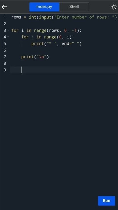 #python 59.Inverted half pyramid using * | #shorts - YouTube