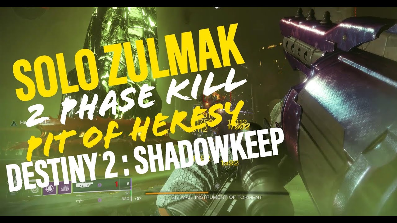 Solo Zulmak 2 Phase Kill - Pit Of Heresy Dungeon - Destiny 2 - YouTube