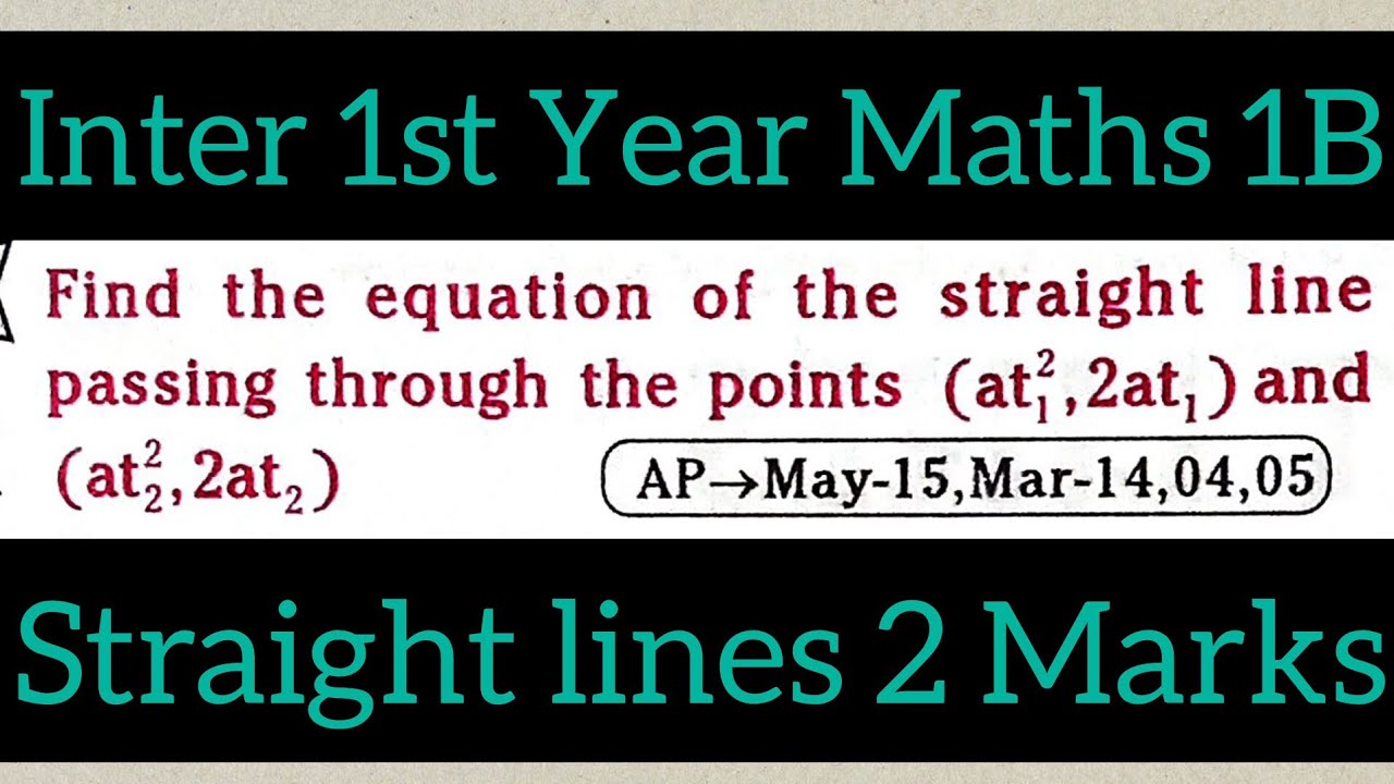 straight lines Inter 1st Year Maths 1B@maths naresh eclass - YouTube