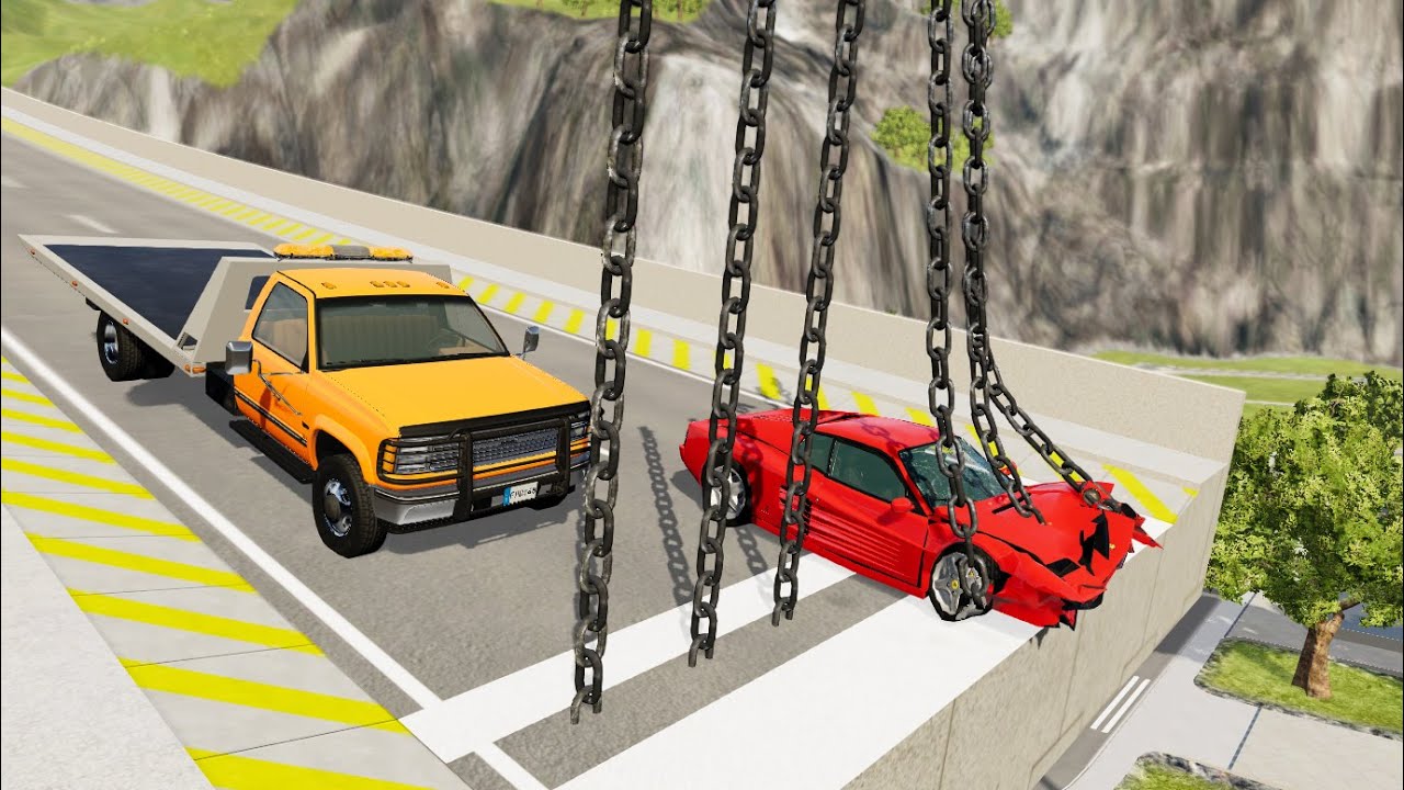 Crazy Vehicle High Speed Jumps Through Vertical Giant Chain (Funny ...