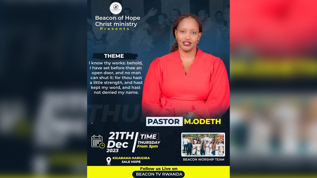 THURSDAY SERVICE | BEACON OF HOPE CHRIST MINISTRY WITH PASTOR ODETH ...