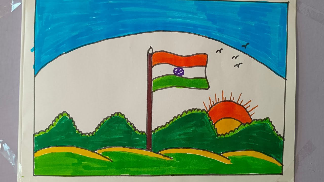 India Flag Drawing | Independence day Drawing Art | India Special Art ...