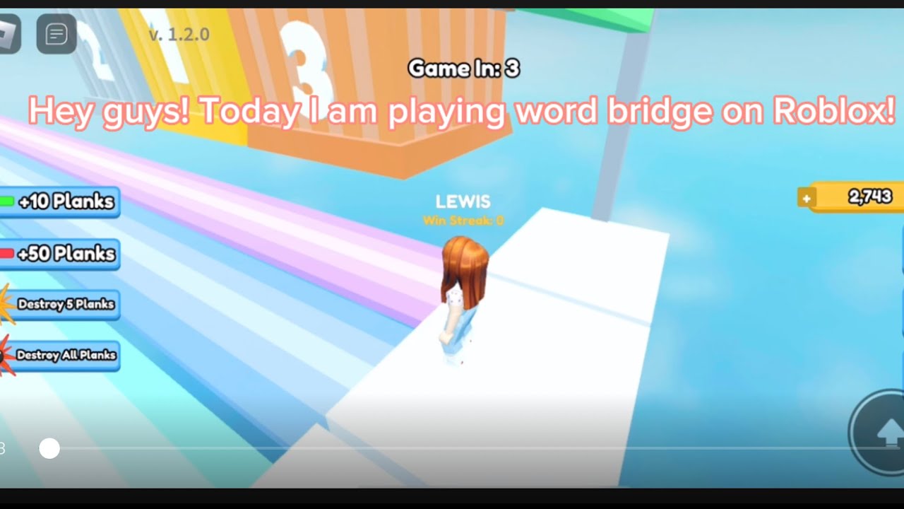 Playing word bridge on roblox! - YouTube