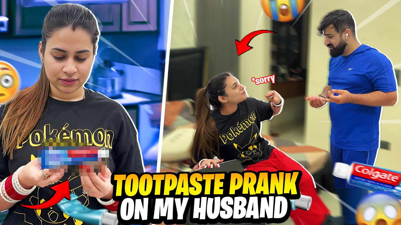 TOOTHPASTE PRANK ON MY HUSBAND 😂 | EPIC REACTION 😂 | RajatSwatiVlogs ...