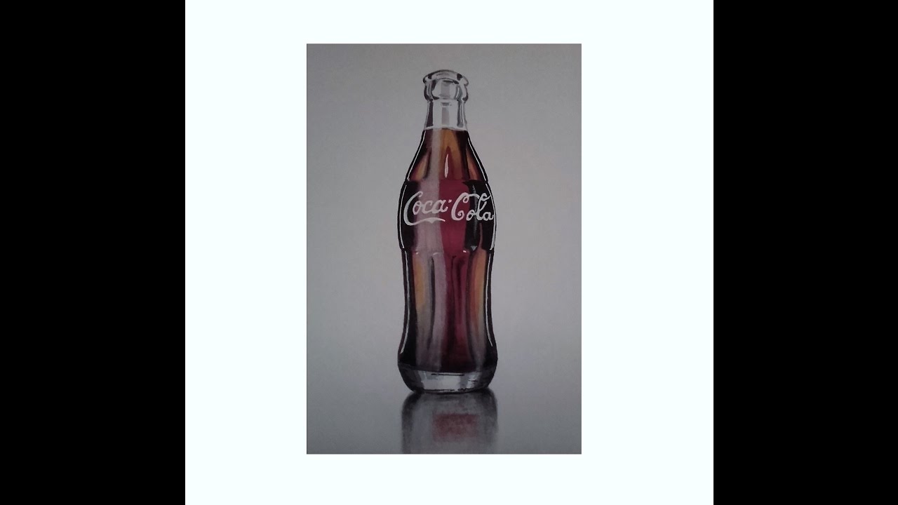 dessiner une bouteille de coca cola réaliste ( promarker et pastel sec ...