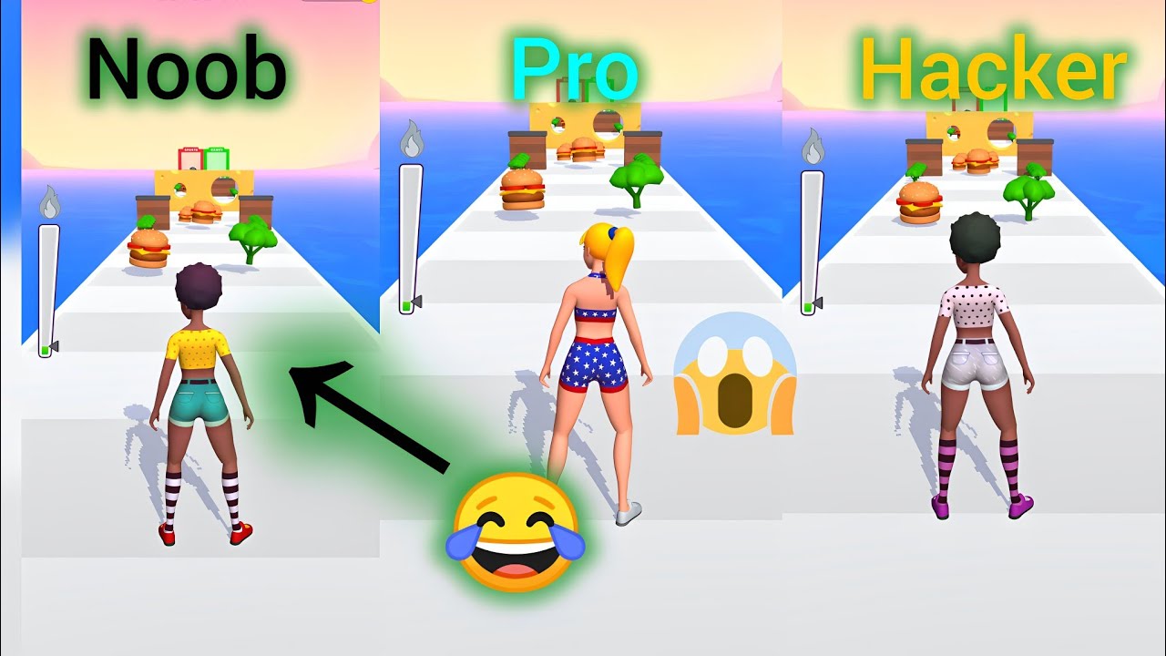 Twerk race noob vs pro vs hacker | Twerk race 3D-running game| twerk run wala game - YouTube