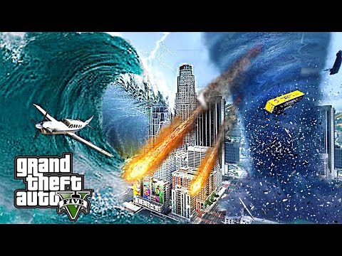 HUGE TORNADO TSUNAMI AND METEORS DESTROY LOS SANTOS - GTA 5 REAL LIFE ...