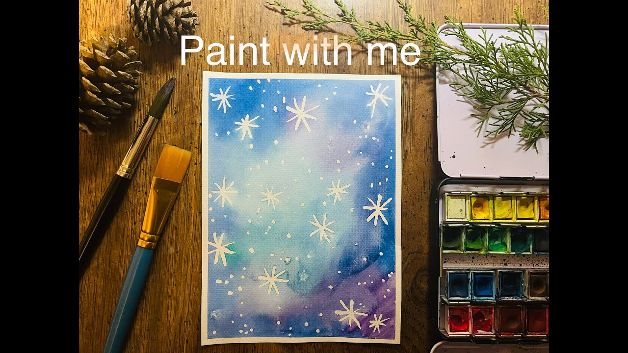 How to paint a watercolor Christmas card with snowflakes. Watercolor ...