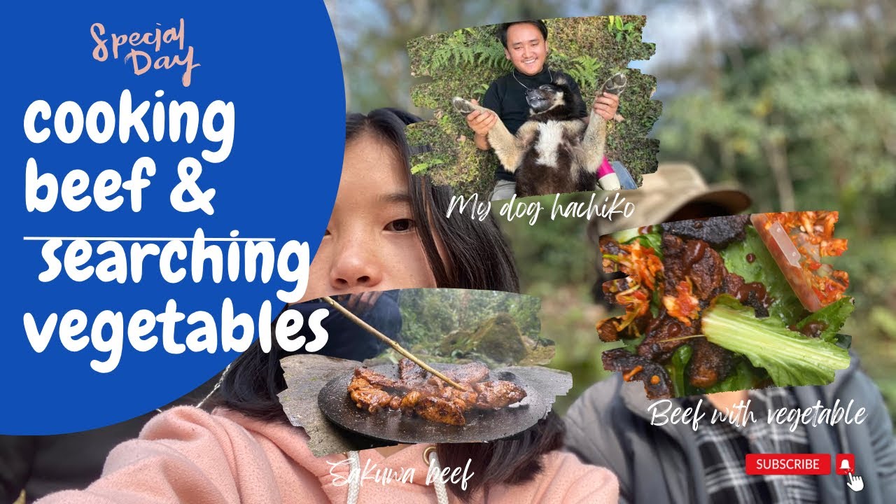 Making beef sakuwa in jungle / and searching for vegetables 🥗 - YouTube