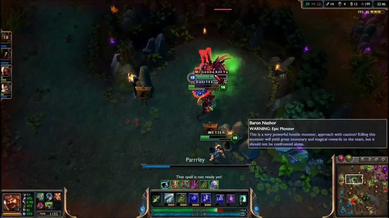 LeagueofLegends - Highlight - 3# - The epic baron fight - YouTube