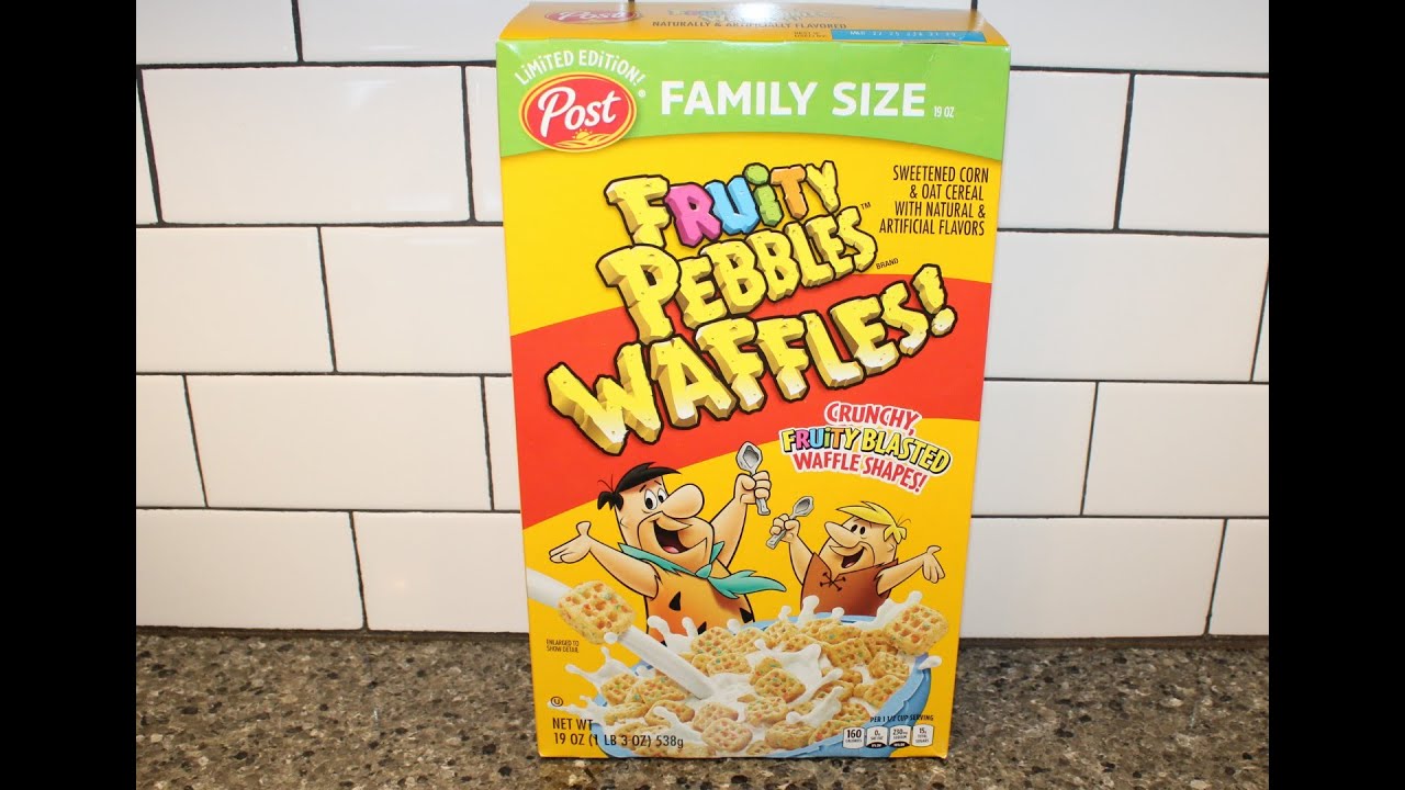 Post Fruity Pebbles Waffles Cereal Review - YouTube