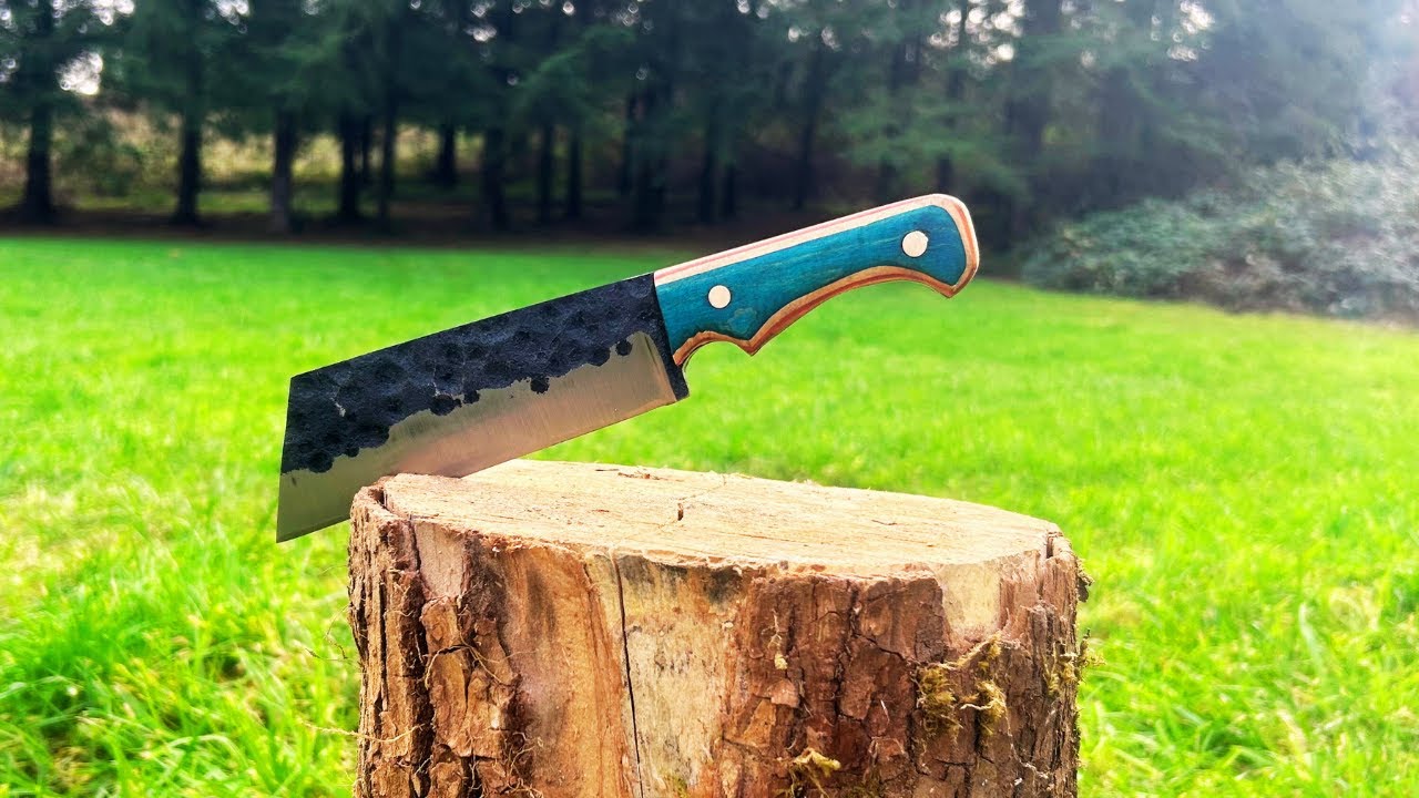 Creating a Chopper Knife from a leaf spring and a skateboard - YouTube