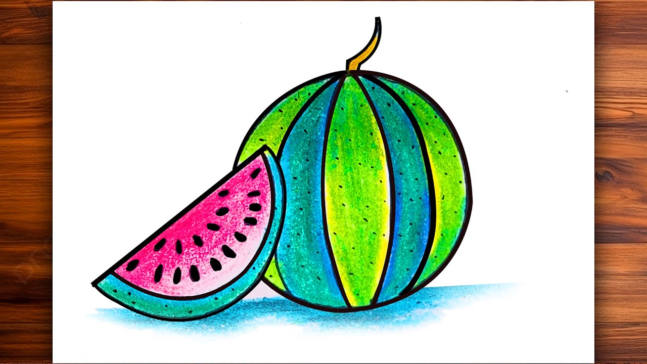 How to Draw a Watermelon🍉 | Step by Step Easy Watermelon Drawing ...