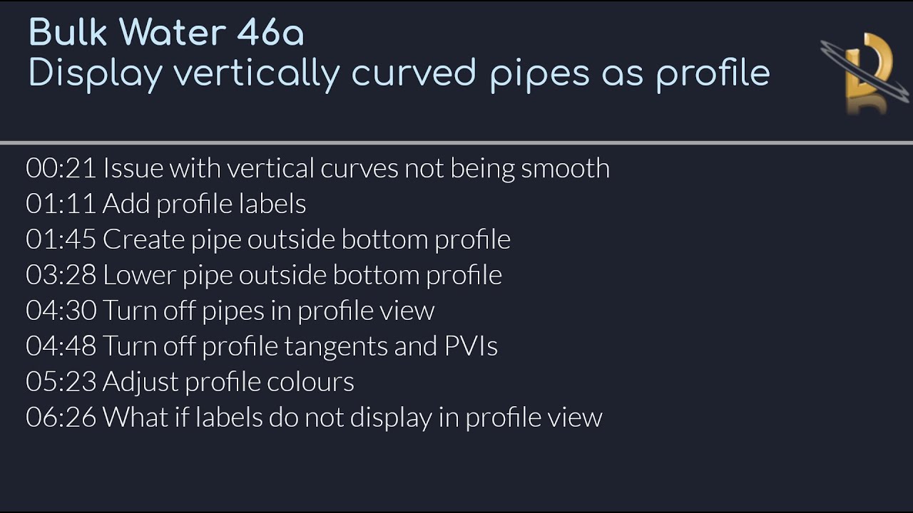 Bulk Water 46a - Display vertically curved pipes as profile - YouTube