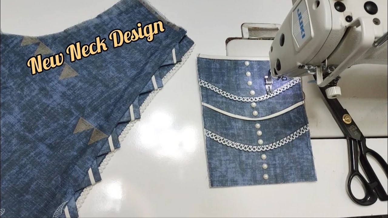 New Neck Design With Triangles and Lace Cutting And Stitching | V Shape ...