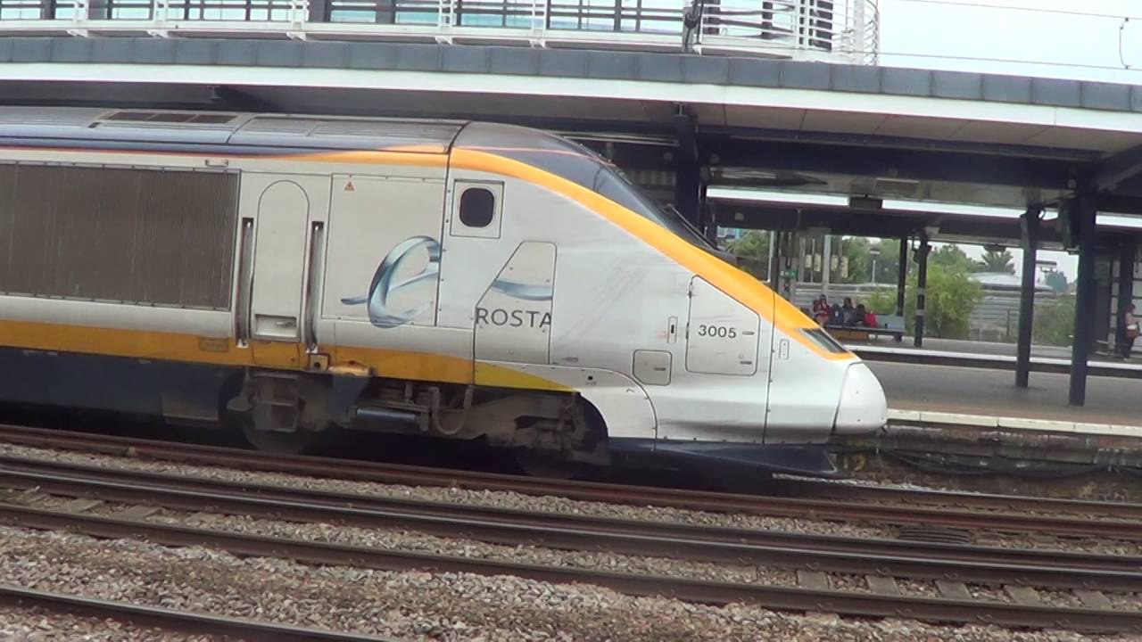 Eurostar train class 373 departing Ashford International Railway ...