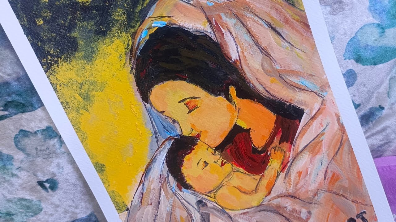 *037 | Mother's Love | Acrylic Painting | Step by step for beginners ...