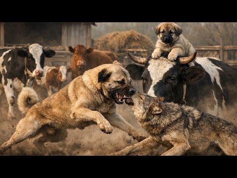 A FATHER KANGAL AND HIS PUPPY ARE FIGHTING WITH WOLVES!