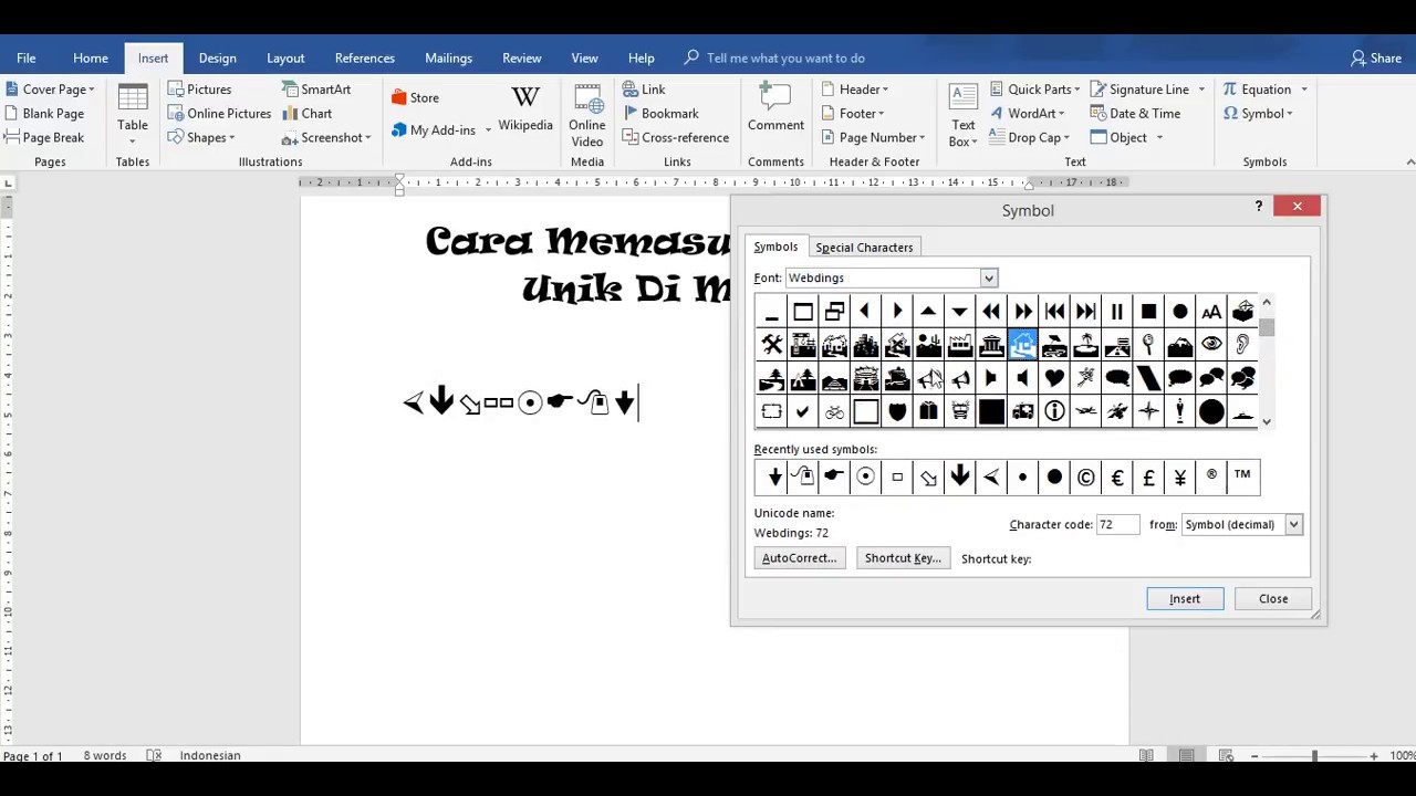 Cara Memasukkan Simbol Unik Di Ms. Word - YouTube