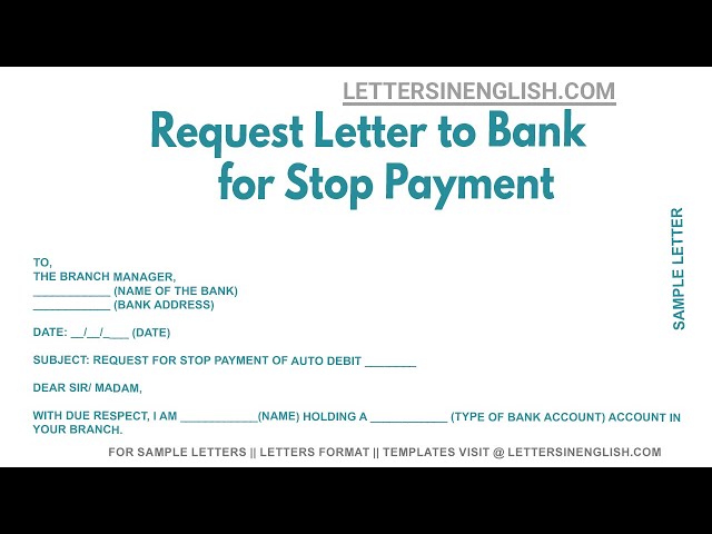 How To Write A Stop Order Letter To Bank - Infoupdate.org