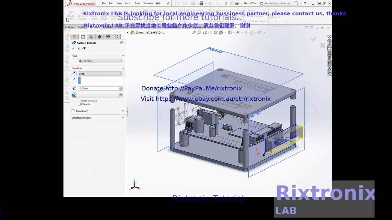 Tutorial solidworks-designing olimexstm32h407 from step 2 casing part 7 ...