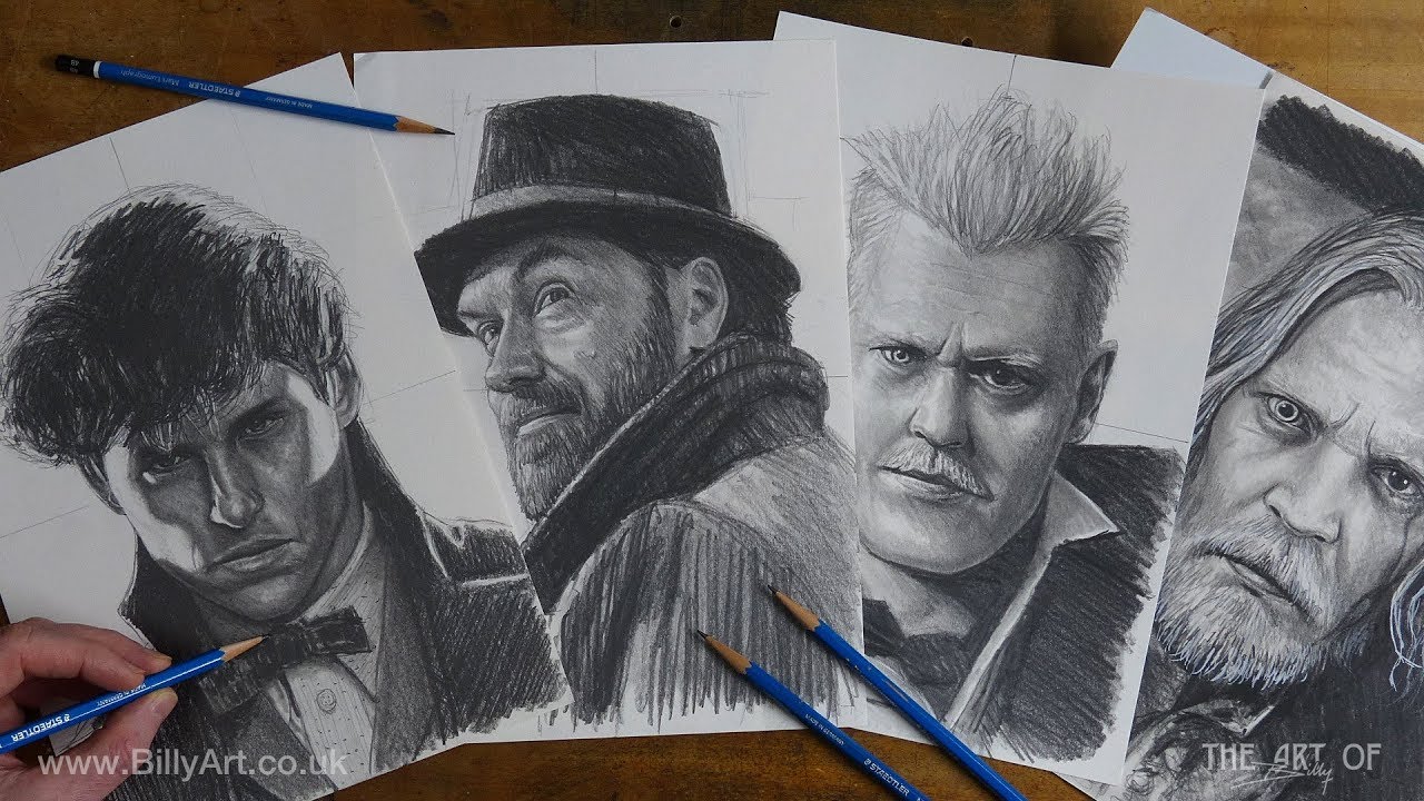 How To Draw Newt Scamander, Albus Dumbledore and Grindelwald from ...
