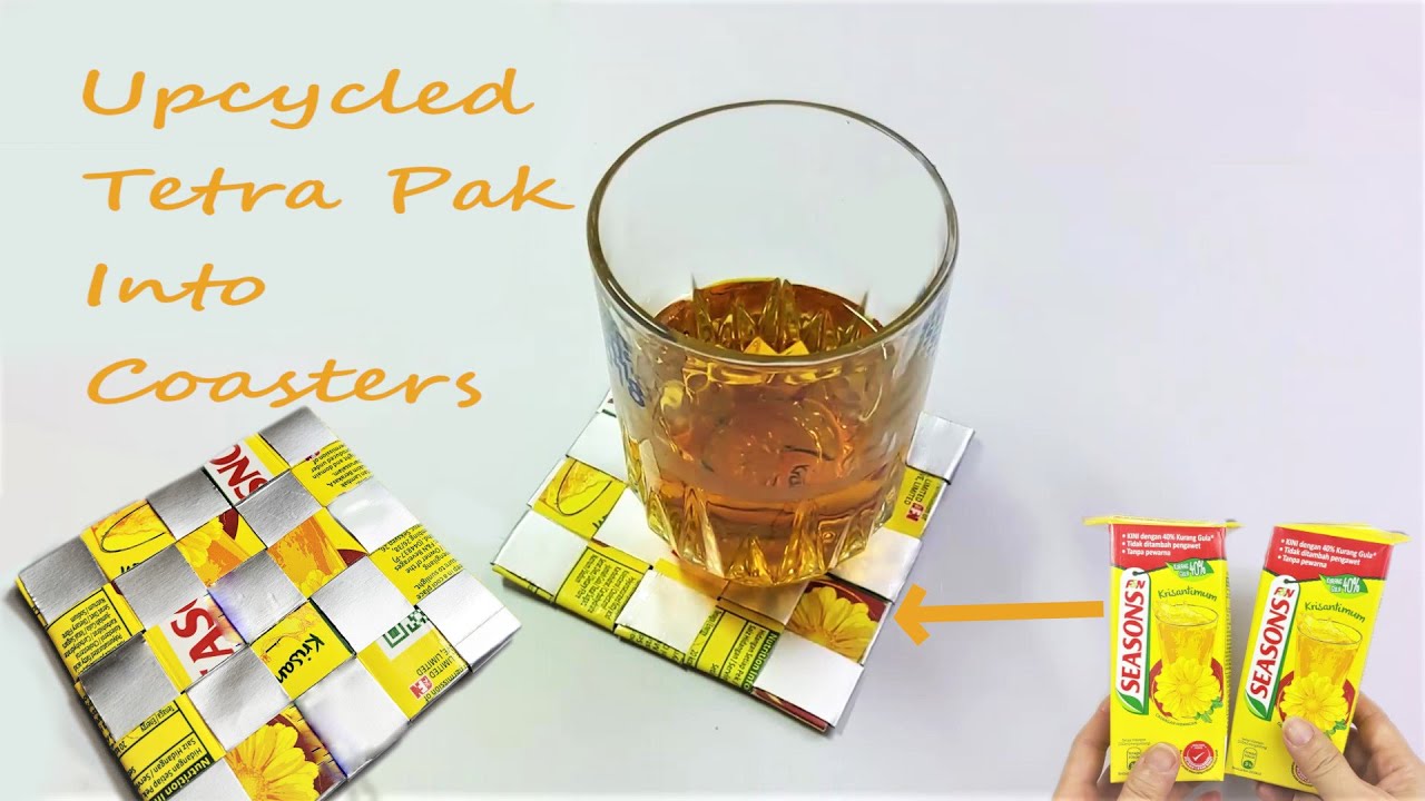 DIY Upcycled Tetra Pak Coasters – Easy Eco Craft - YouTube