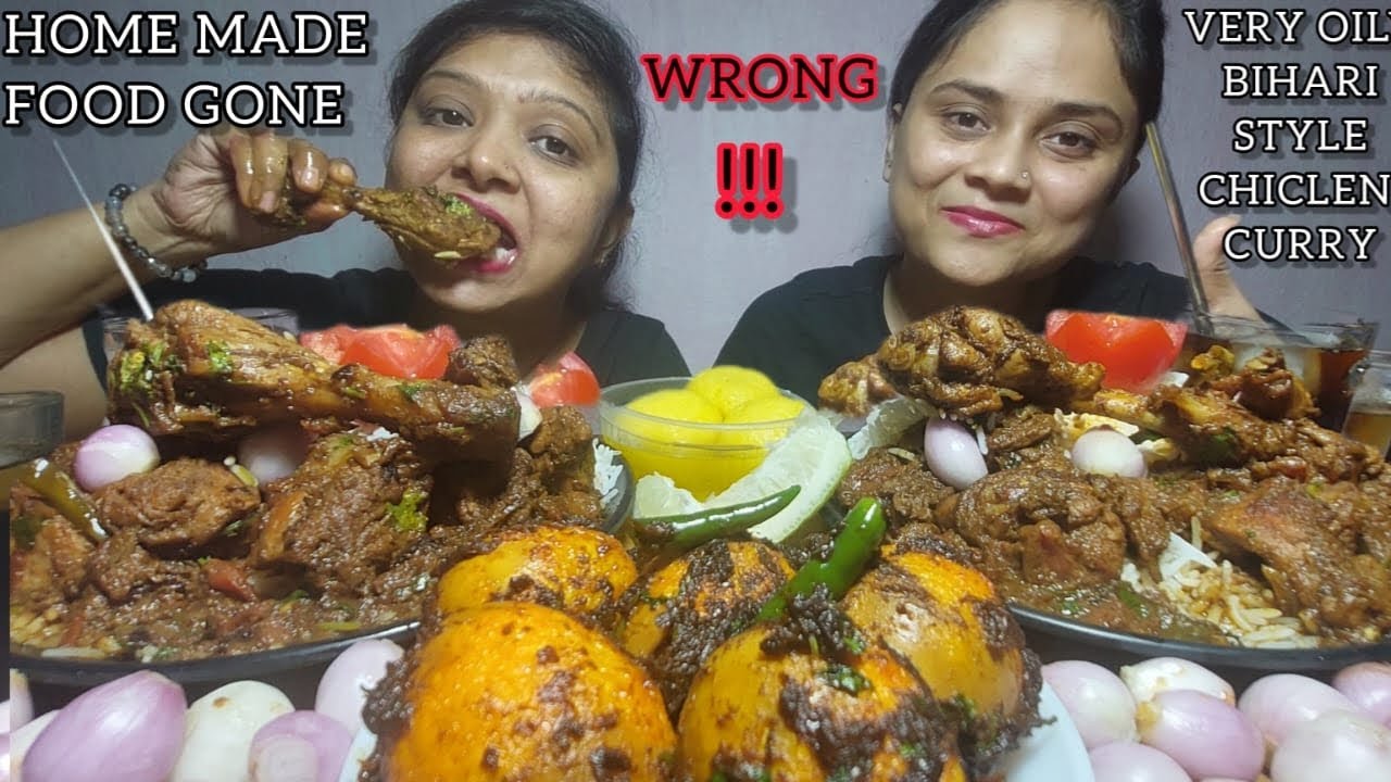 Very oily bihari style chicken curry,egg roast with basmati rice || homemade food gone wrong ...