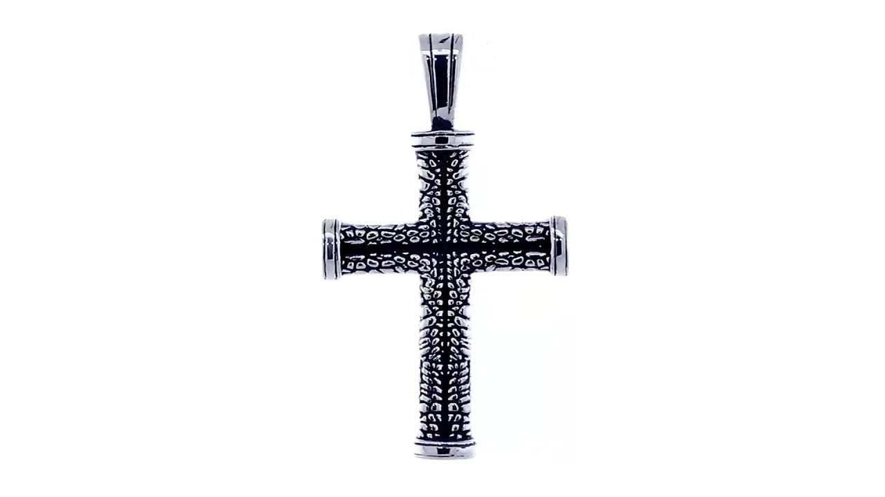 Solid Exotic Texture Cross Pendant in Sterling Silver PZ6446BW1 - YouTube