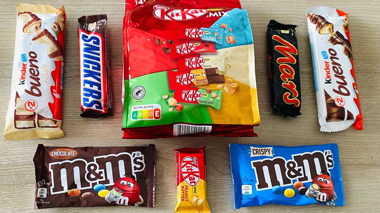 [ASMR] Kinder KitKat Mars Snickers Sweets M&M’s Candy - YouTube